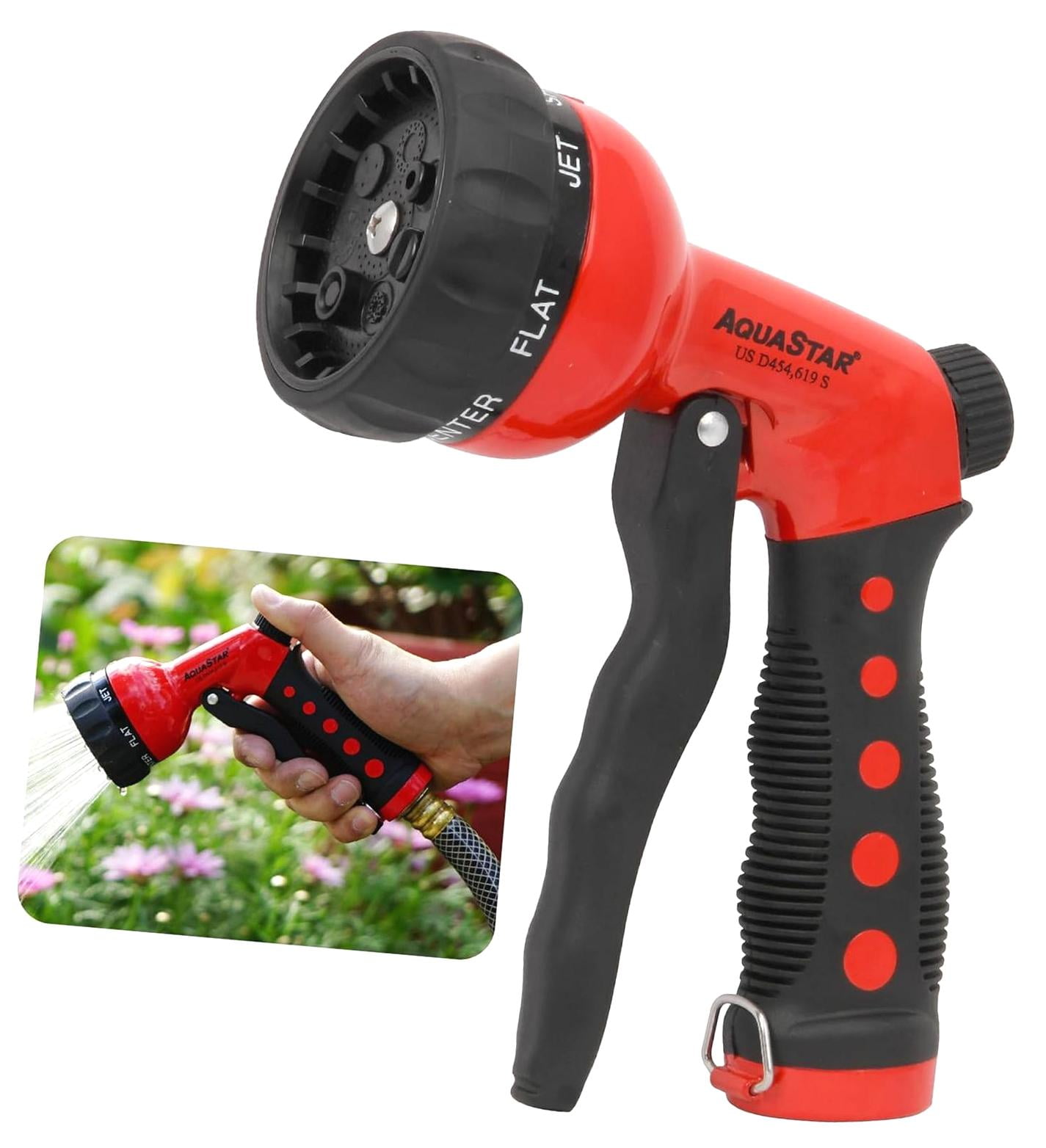 Fuliko Red Metal High-Pressure Front-Trigger Spray Nozzle with 7 ...