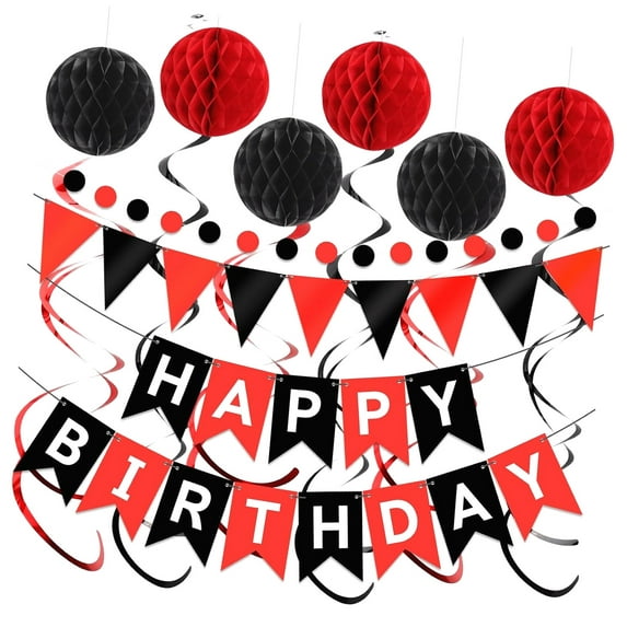 Fuliko Red and Banner, and Red Birthday Ornaments with Hanging Swirl ...