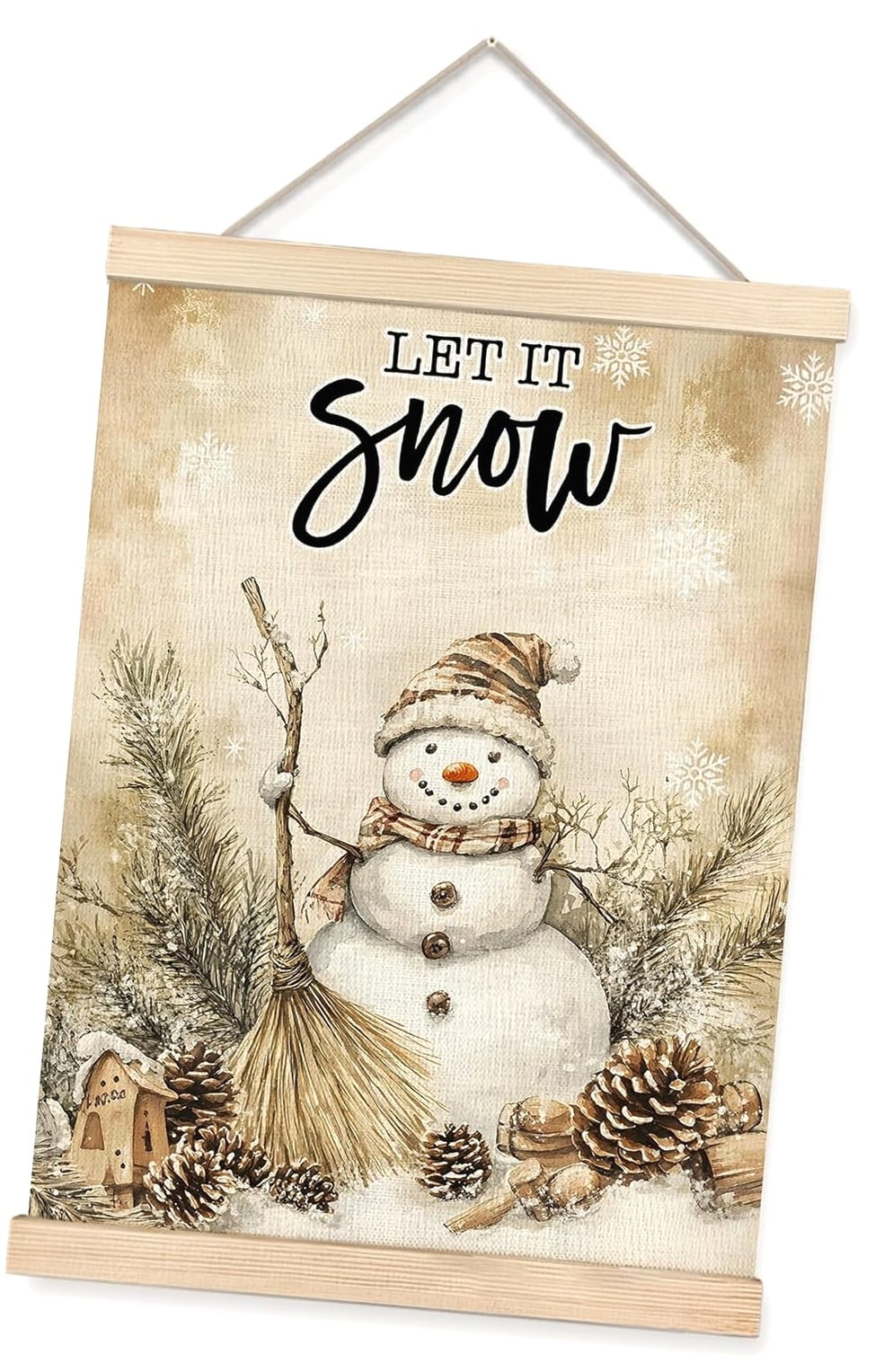 Fuliko Retro Christmas Snowman Poster Hanger Frame, Let It Snow Decor ...