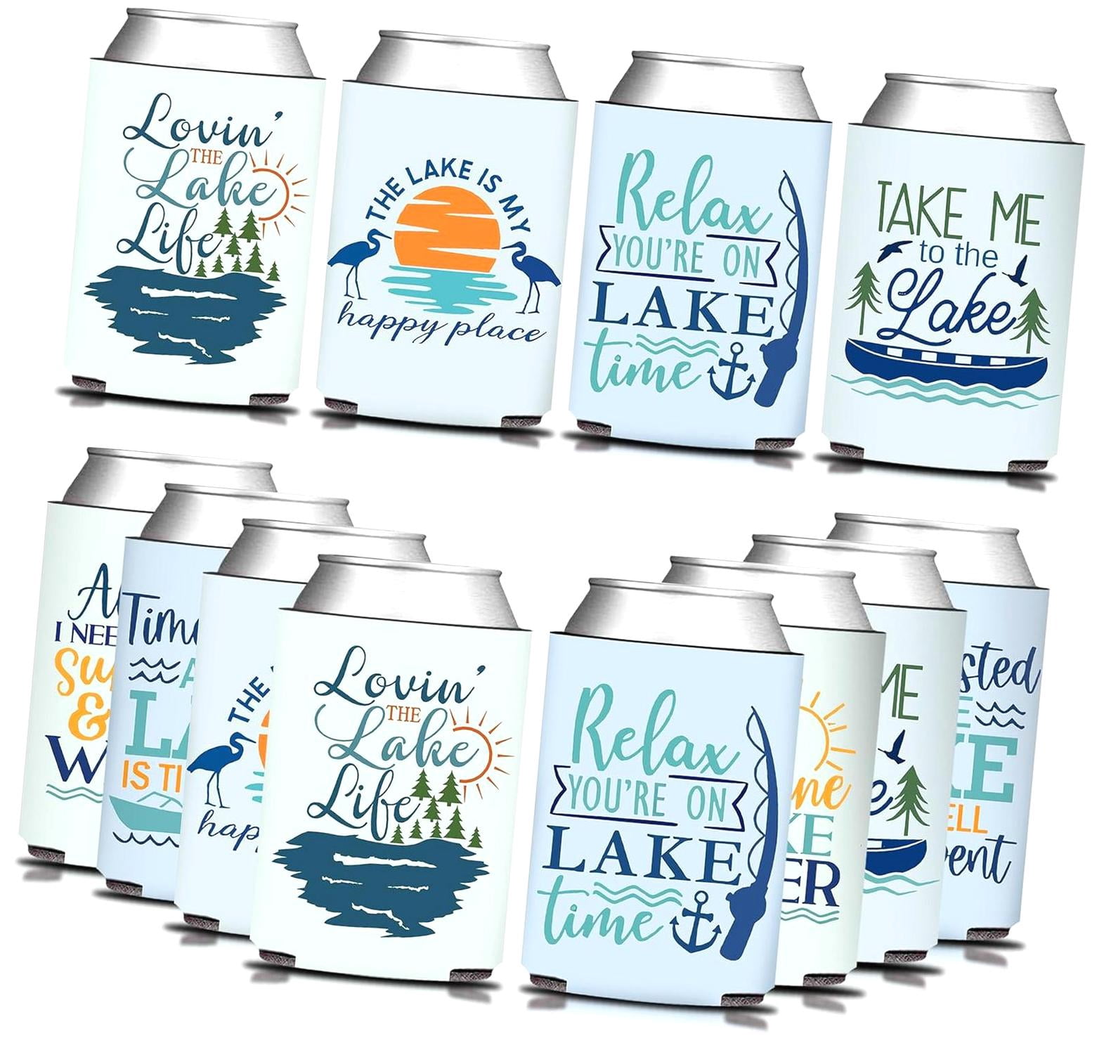 Fuliko Retro Lake Life Can Cooler Holder Sleeves 12PCS Favor for Lake ...