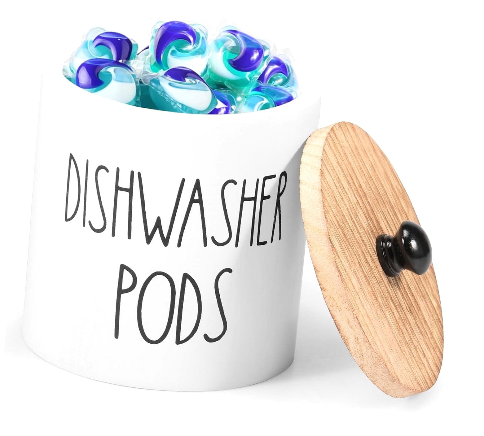 Fuliko Round Dishwasher Pod Holder, White Laundry Pods Container ...