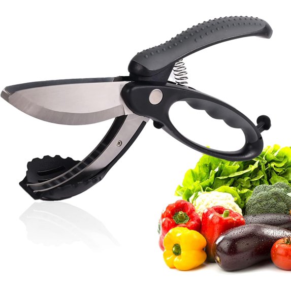 Fuliko Salad Scissors, Multifunctional Salad Chopper Scissors Kitchen ...