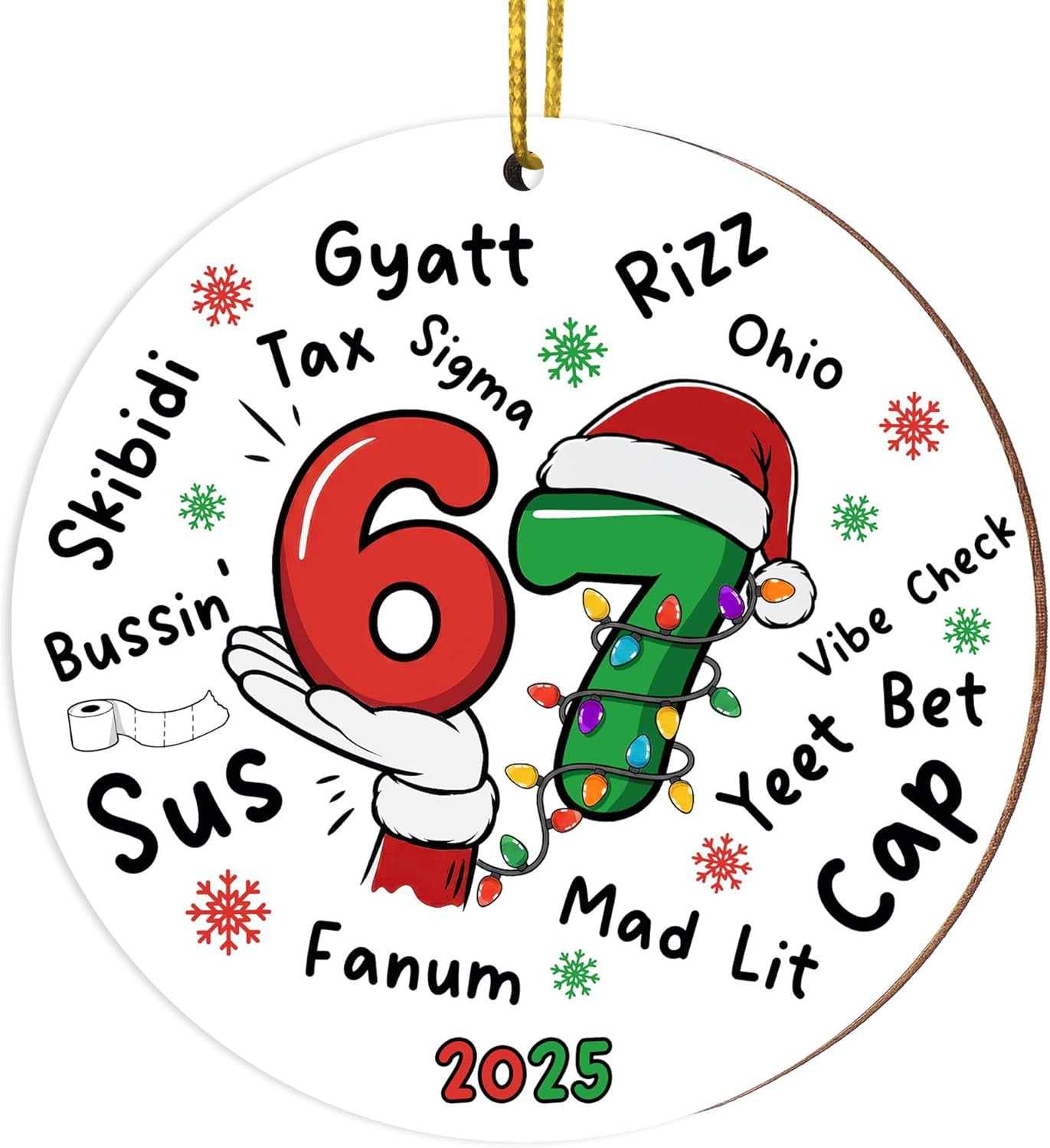 Fuliko Says Six Seven 2025, Funny 67 Meme Ornament, Funny Christmas ...