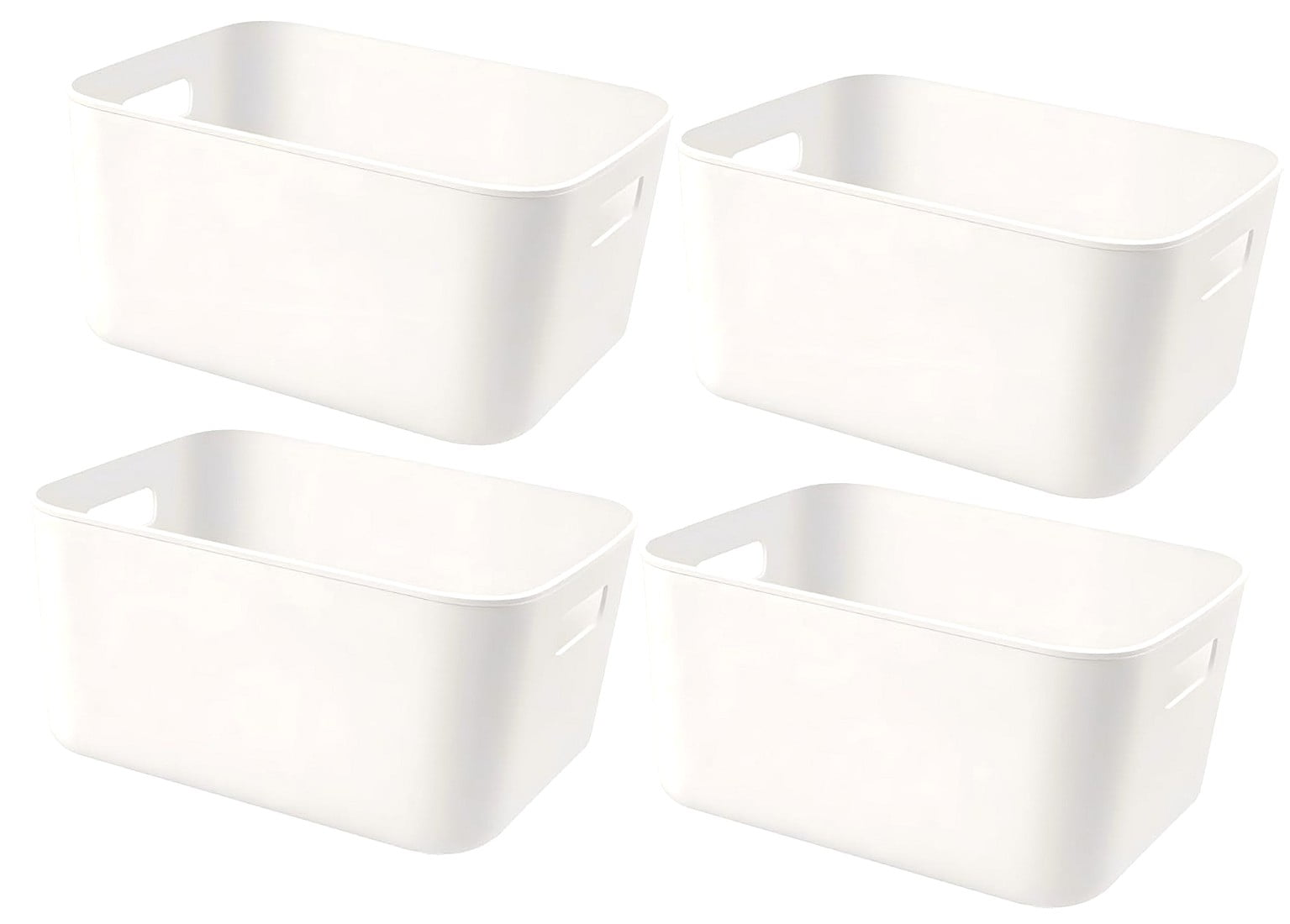 Fuliko Set Of 4 Plastic Storage Bins with , 10.5x8x5.5 inches Versatile ...