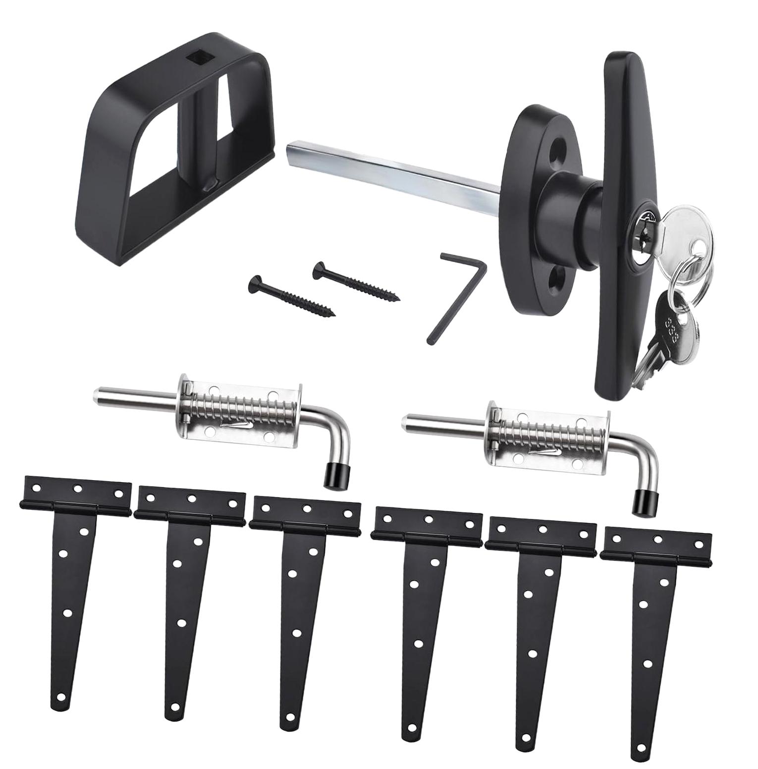 Fuliko Shed Door Kit- Includes Hinges, Latches, and T-Handle Lock ...