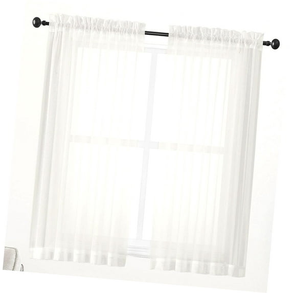 Fuliko Sheer Window Curtain Panels 45 Inch, Set of 2, Light Filtering ...