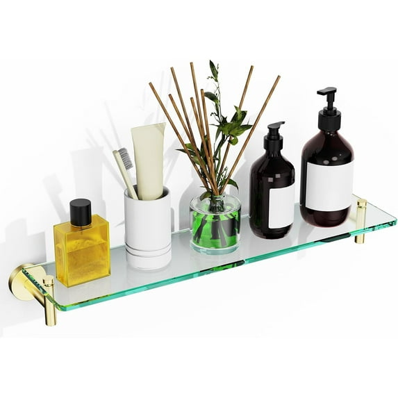Fuliko Shelves for Bathroom, 16-Inch Bathroom Steel Tempered Shelves ...