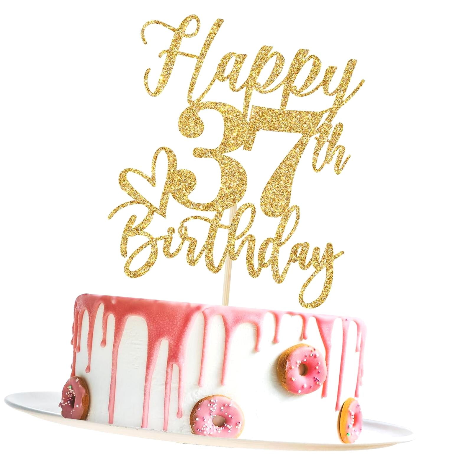 Fuliko Shimmering 37th Birthday Cake Topper, Decorations for 37th ...
