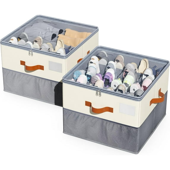 Fuliko Shoe Organizer for Closet, 2 Pack Foldable Shoe Storage ...