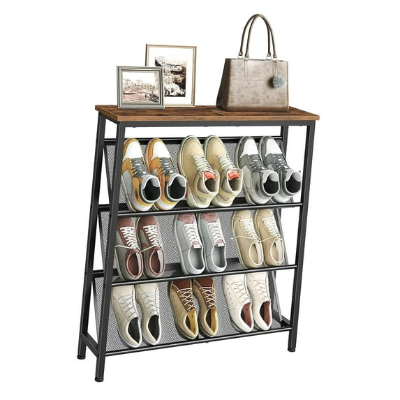 Fuliko Shoe Rack, 4- Slanted Shoe Storage, Narrow Shoe Rack for ...