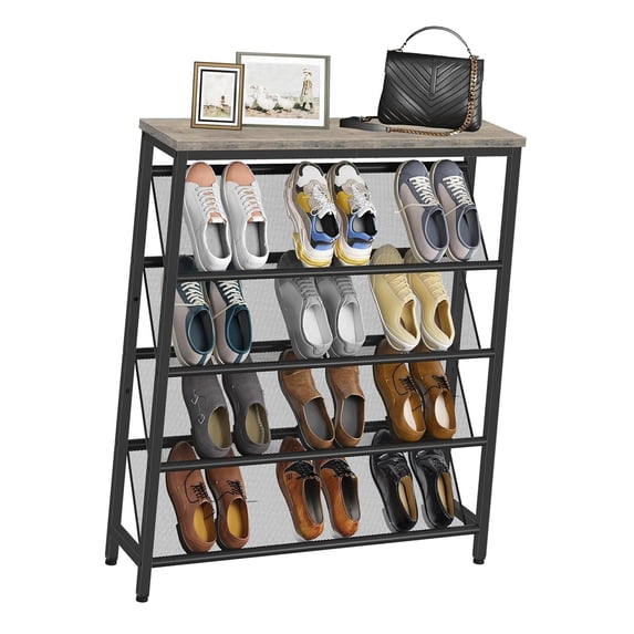 Fuliko Shoe Rack, 5-Tier Slanted Shoe Storage Unit, Narrow Shoe Rack ...