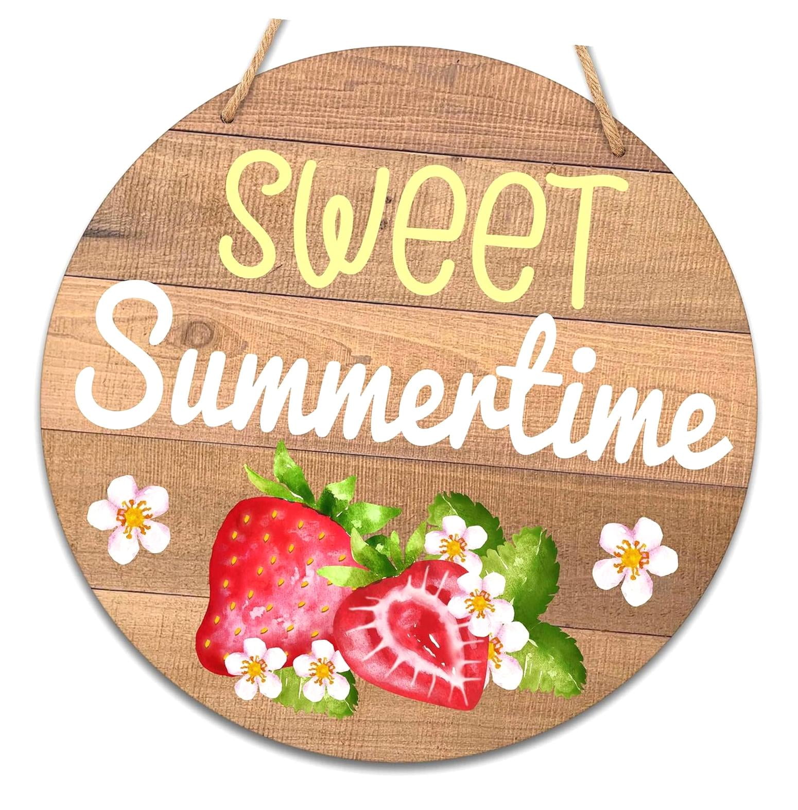 Fuliko Sign for Door, Sweet Summertime Wooden Signs Wall Decor ...