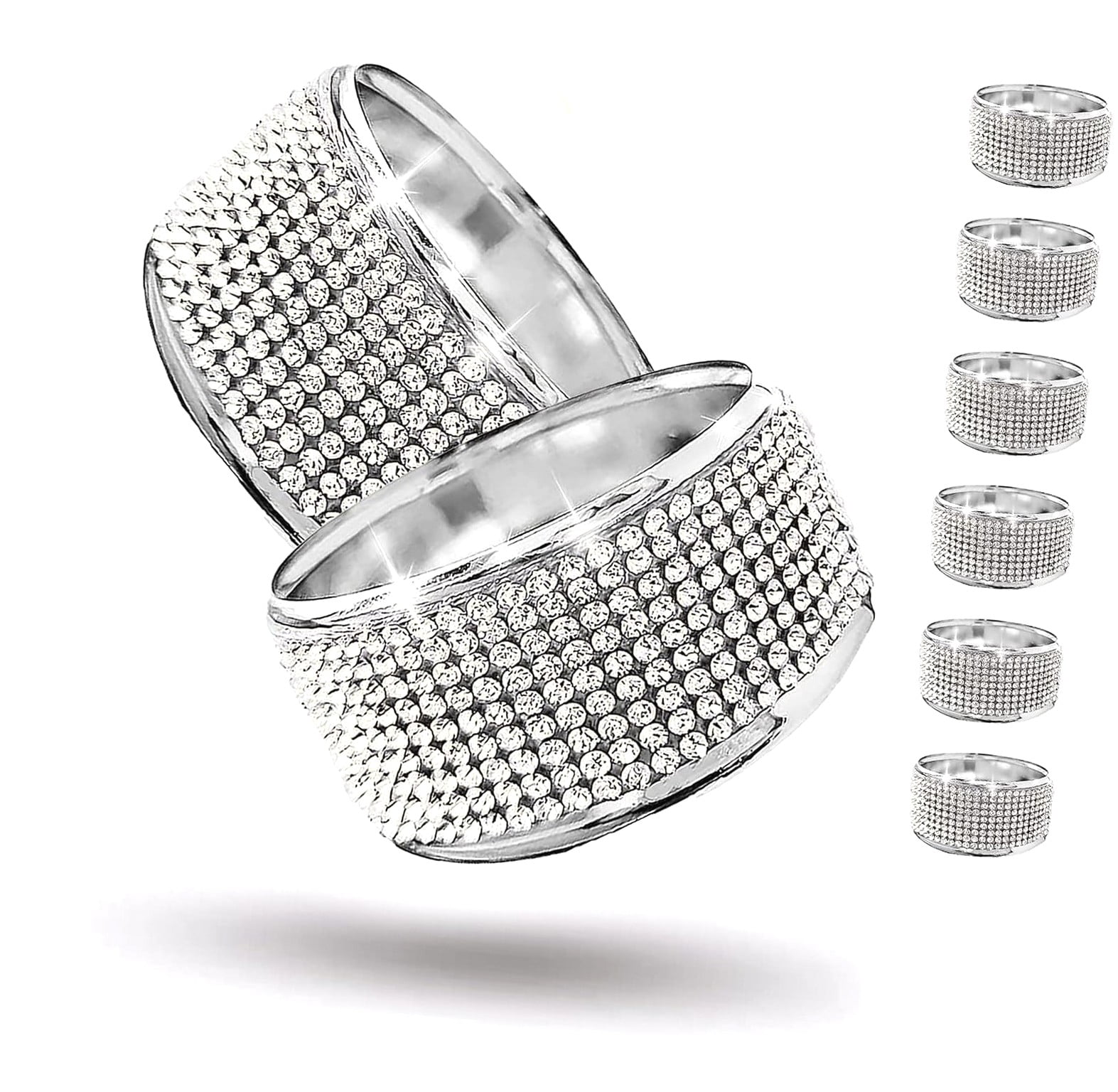 Fuliko Silver Set of 6 with Bling Rhinestone, Table Decorations for ...