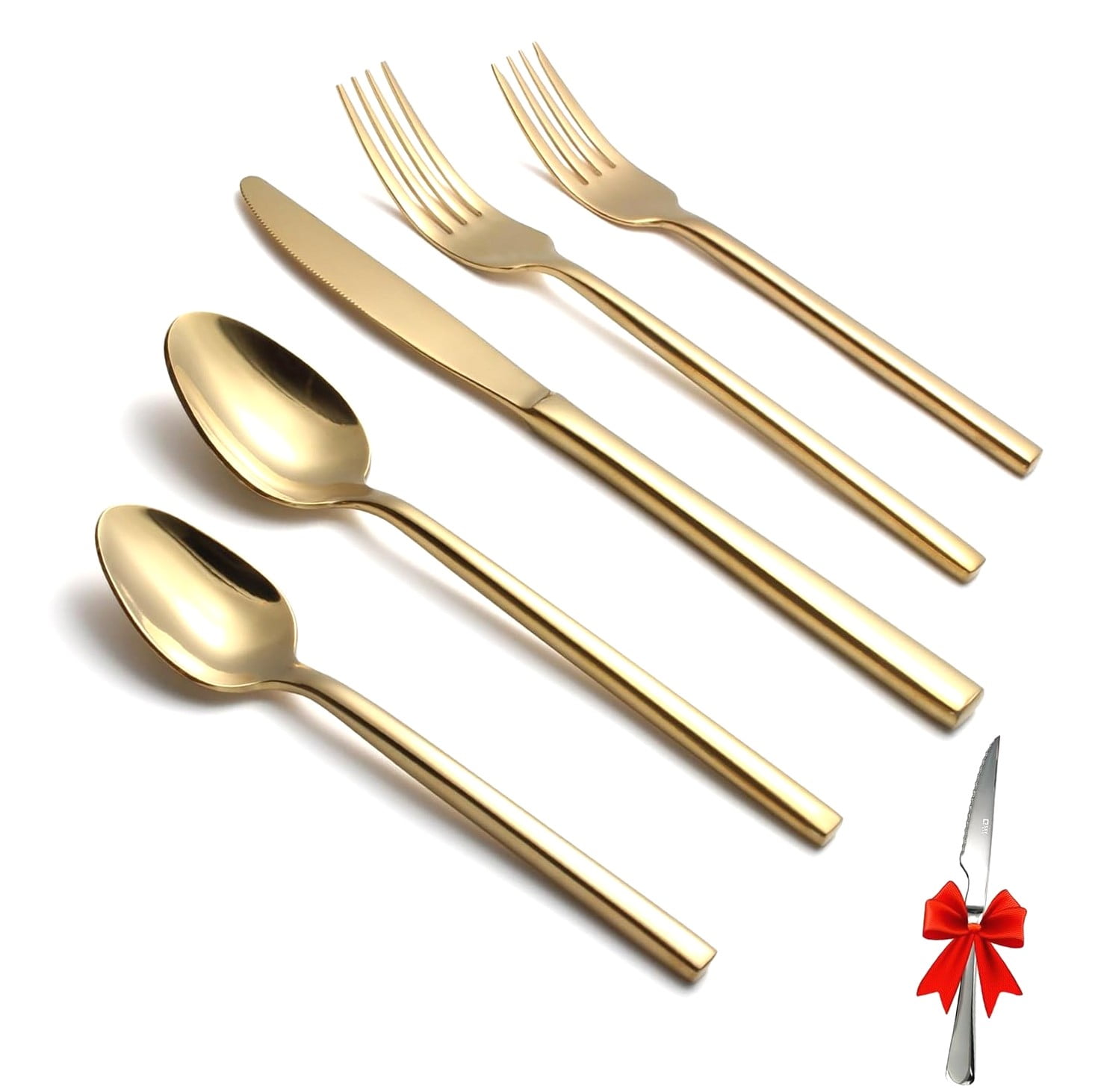 Fuliko Silverware Set for 4, 20 Pieces Flatware Set Cutlery Set, Design ...