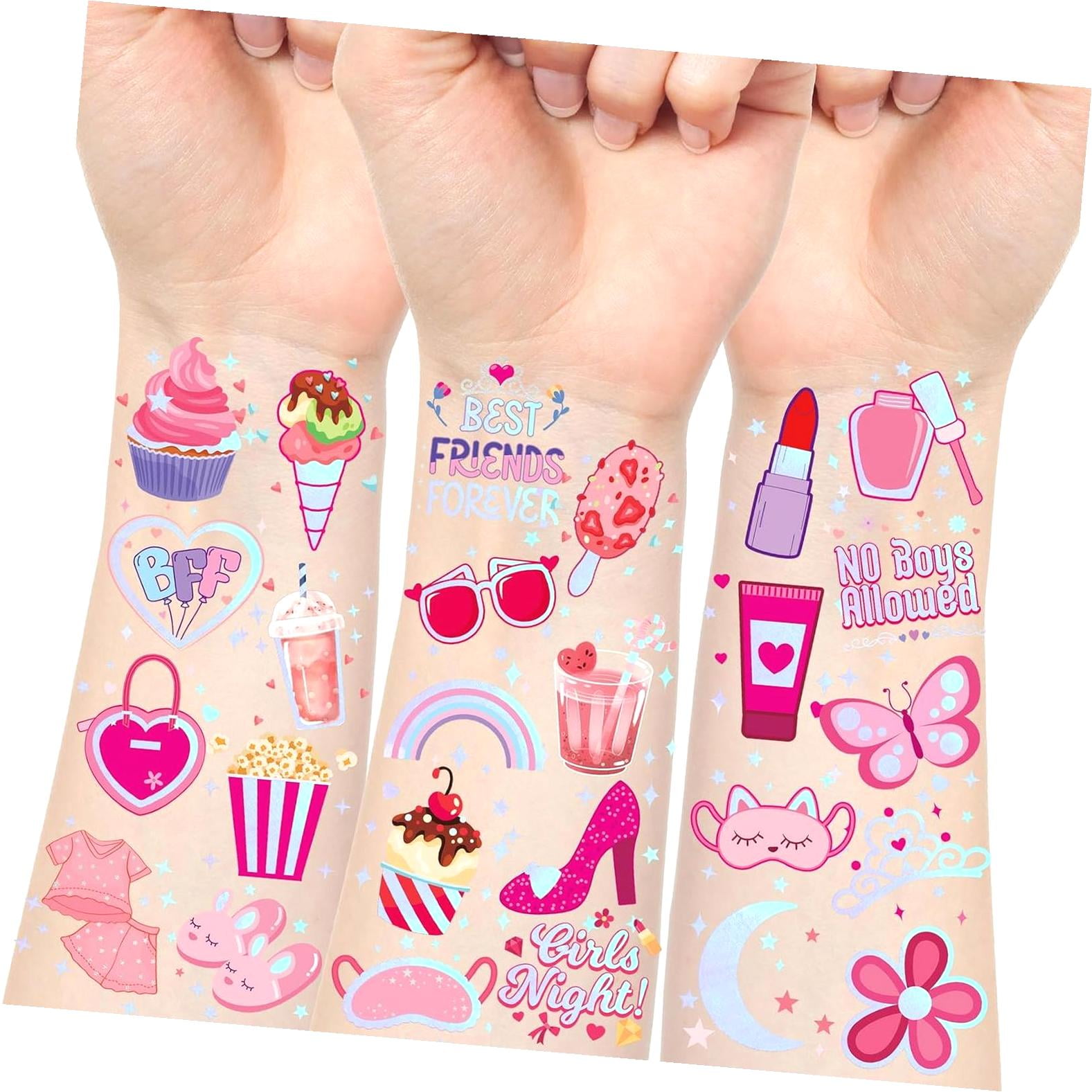Fuliko Sleepover Party for Girls Bulk 210 Pcs Glitter Tattoos Pajama ...