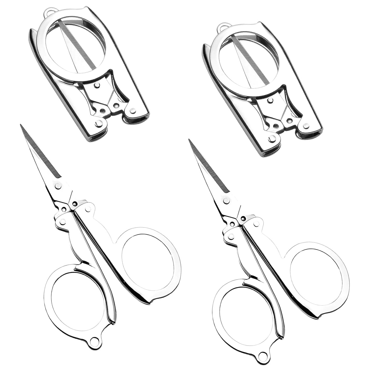Fuliko Small Folding Scissors, 4 PCS Steel Foldable Scissor, Travel ...