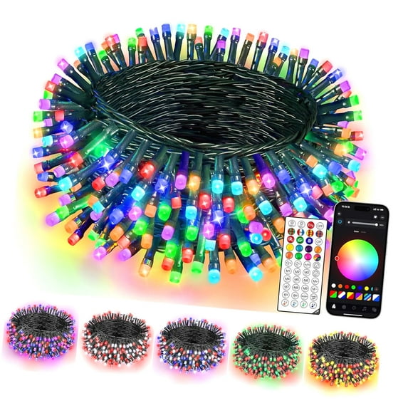 Fuliko Smart Color Changing Christmas Lights, 66FT 200 RGB Christmas ...