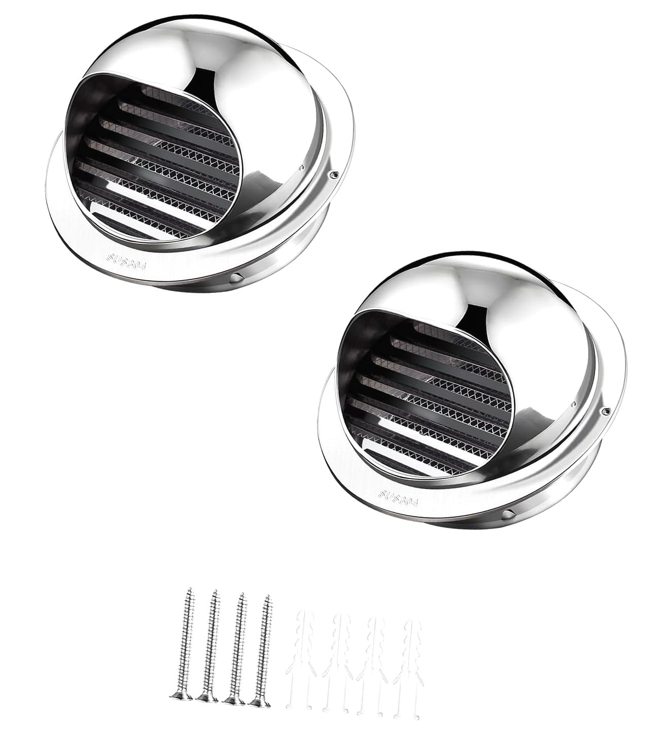 Fuliko Soffit Vents 4 Inch Round Vent Cover with Built-in Fly Screen, 2 ...