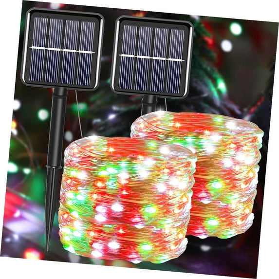 Fuliko Solar Christmas Lights, Red White String Lights, IP67 2PACK ...