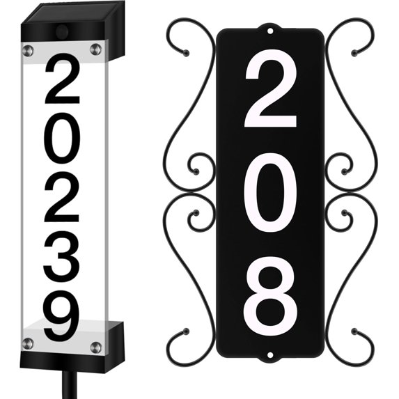 Fuliko Solar House Numbers and Metal Address Sign, Address Plaque Solar ...