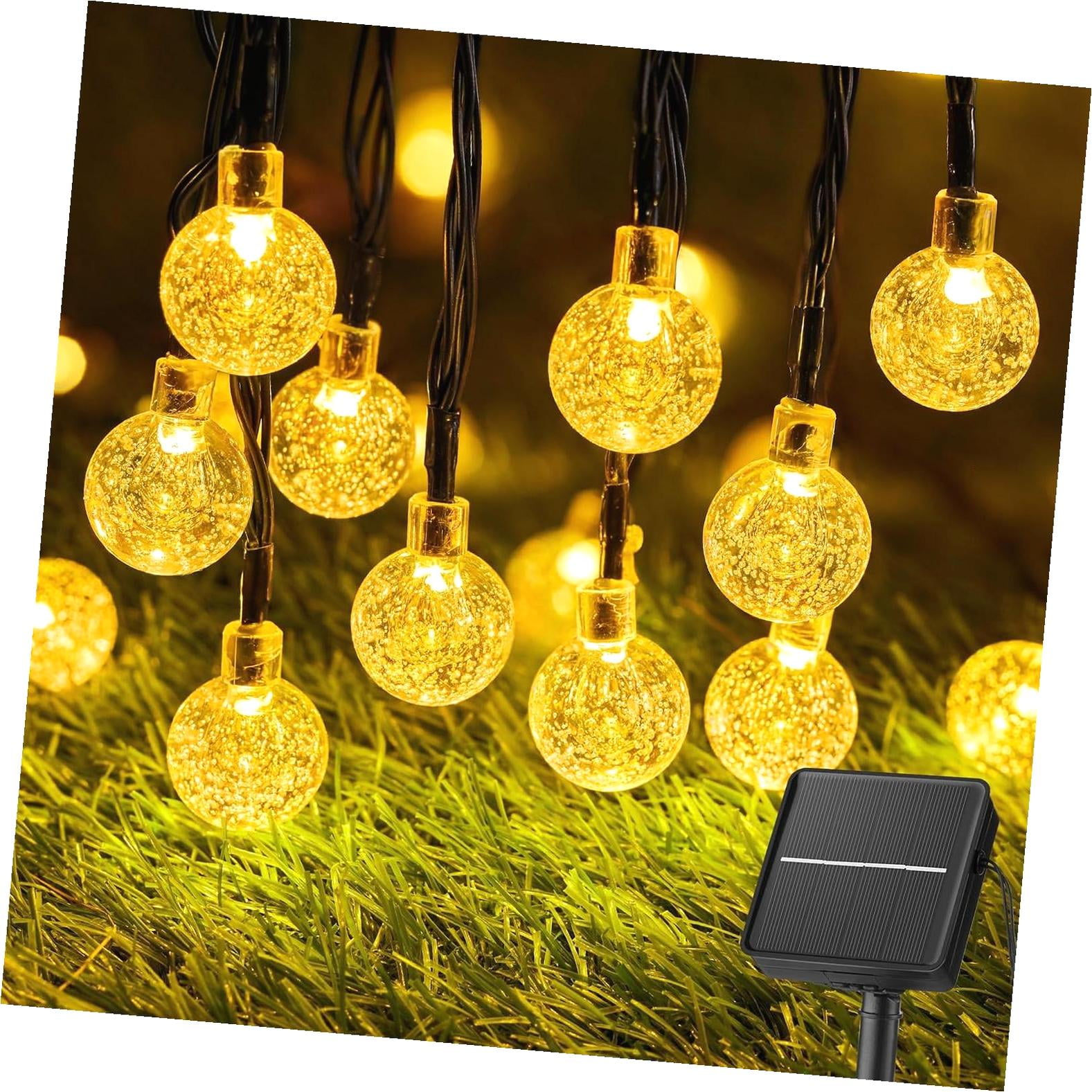 Fuliko Solar String Lights 60 36FT with 8 Lighting Modes, Solar Powered Crystal Globe Lights for ...