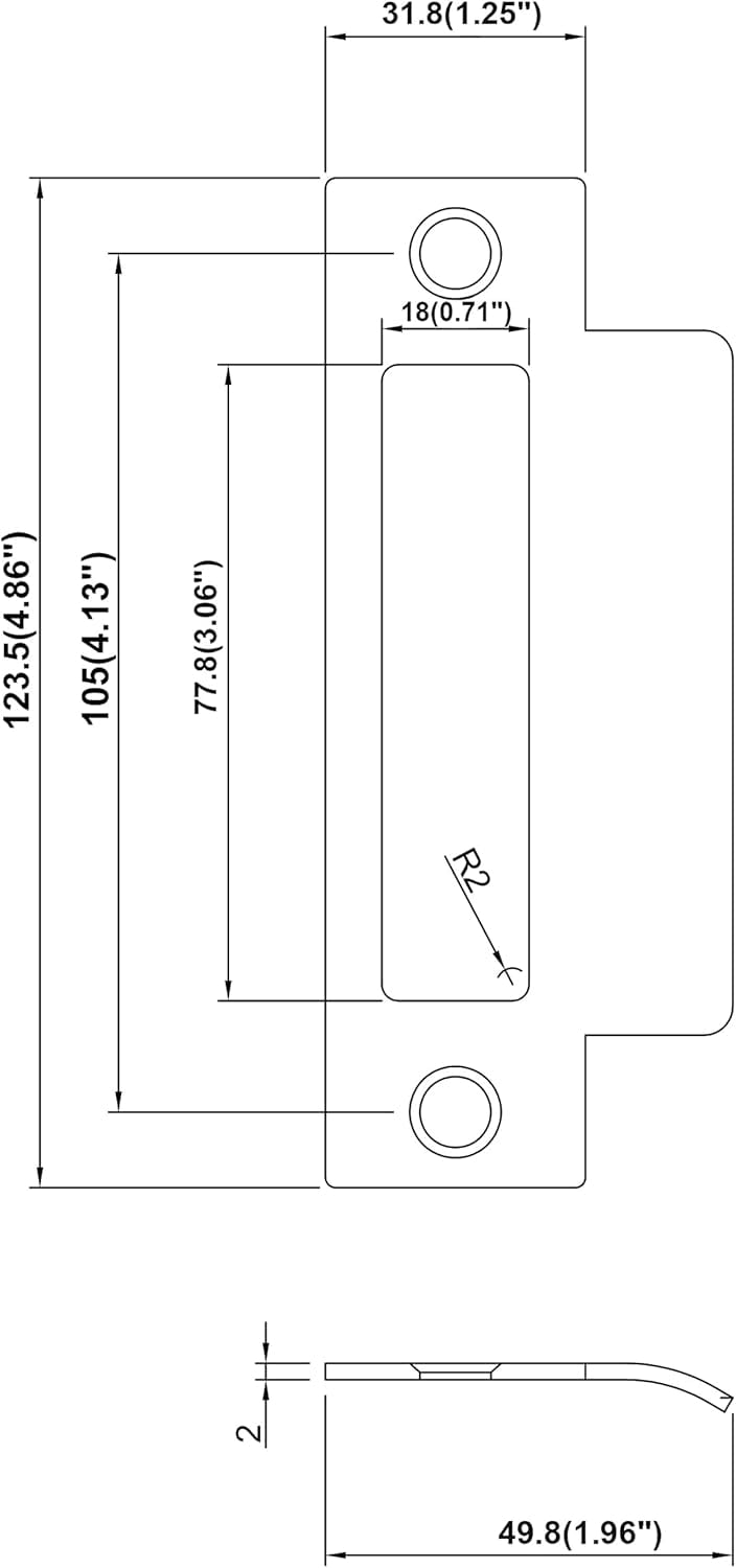 Fuliko Solid Extended Lock Strike Plate, Rounded Corners, 4-7/8 Inches ...