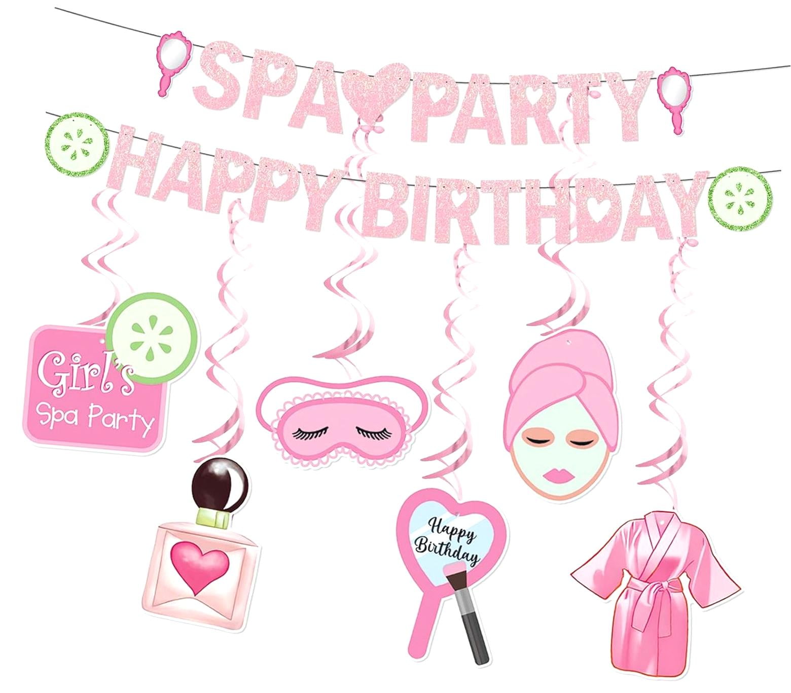 Fuliko Spa Party Celebration Birthday Banner, Spa Themed Party Supplies ...