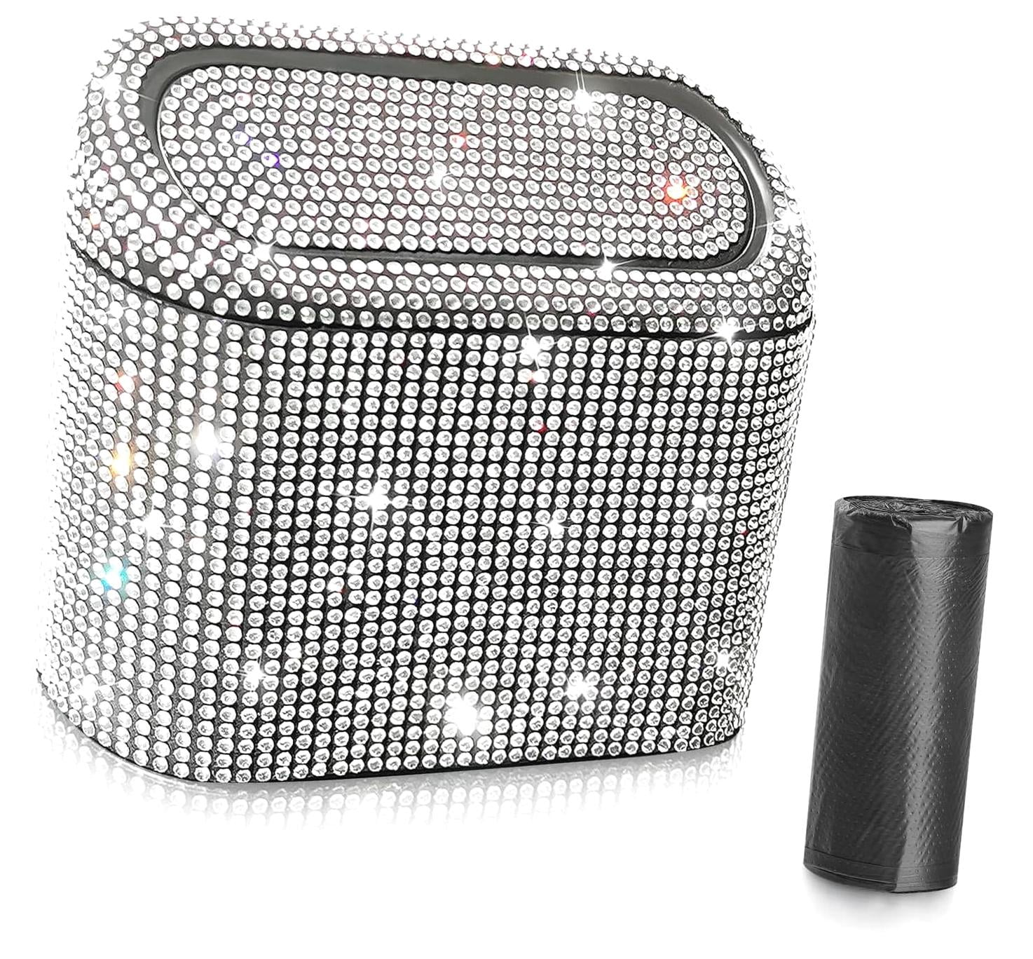Fuliko Sparkling Car Trash Can Including 30 Bags, Vehicle Waste Bin ...