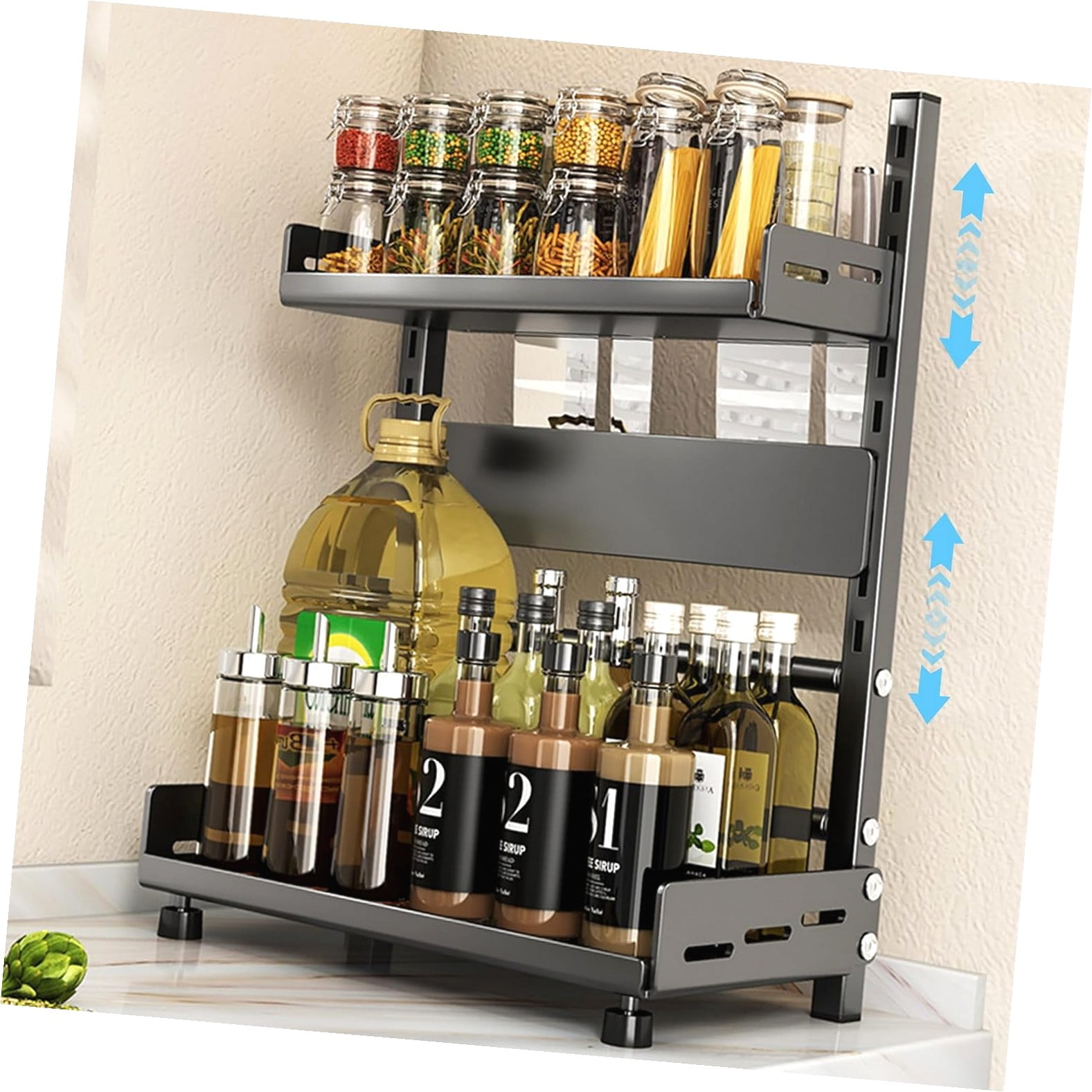 Fuliko Spice Rack Organizer, 2-Tier Height- Kitchen Countertop Spice ...