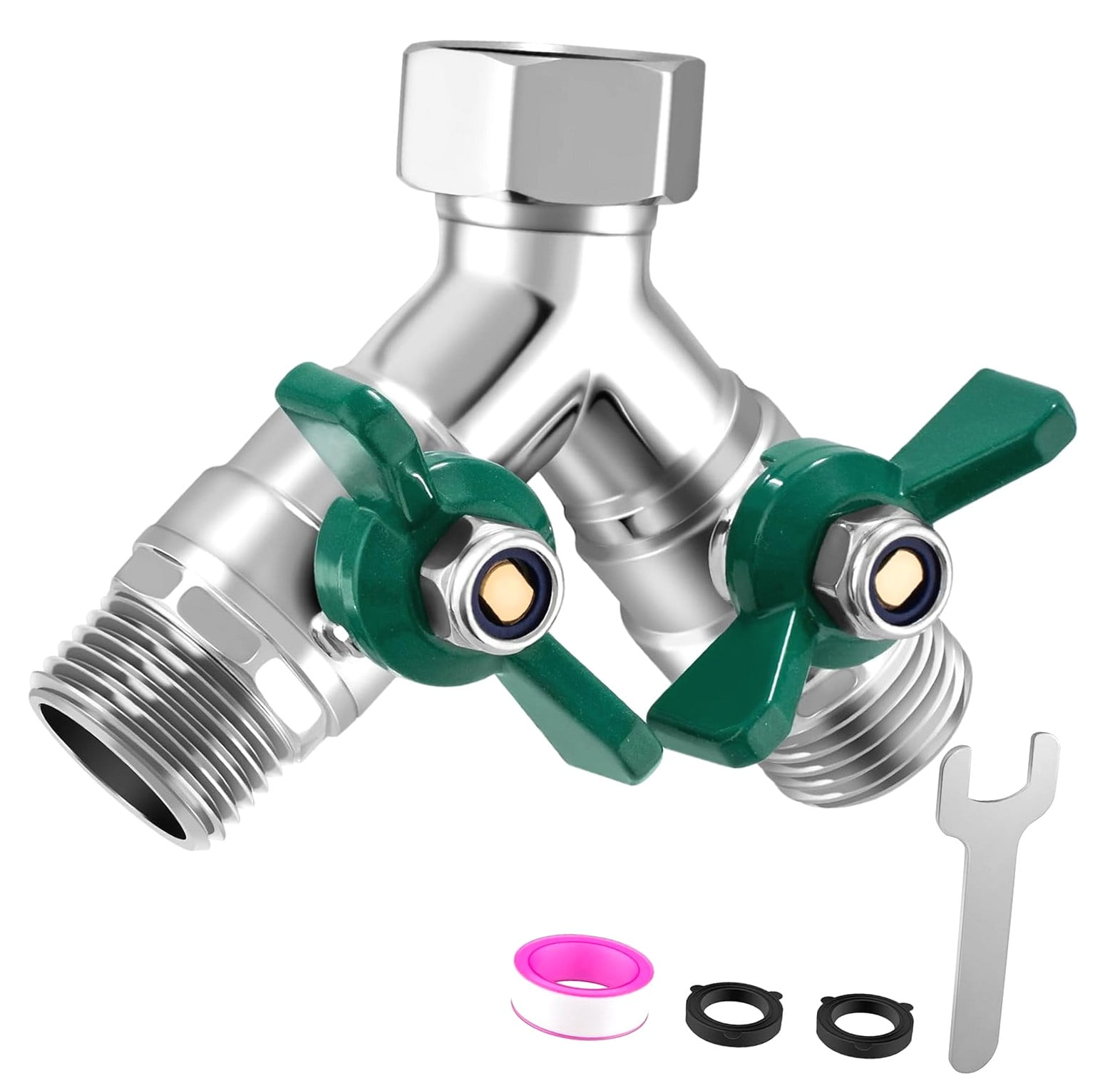 Fuliko Splitter 2 Way, Chrome Plated Water Hose Splitter, 3/4" Inch ...