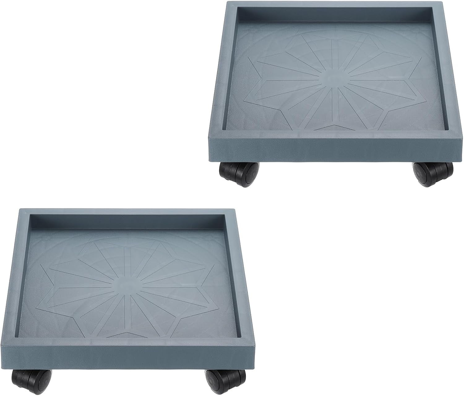 Fuliko Square Caddy with Wheels, 2 Pack 12 Inch Rolling Plant Stand ...