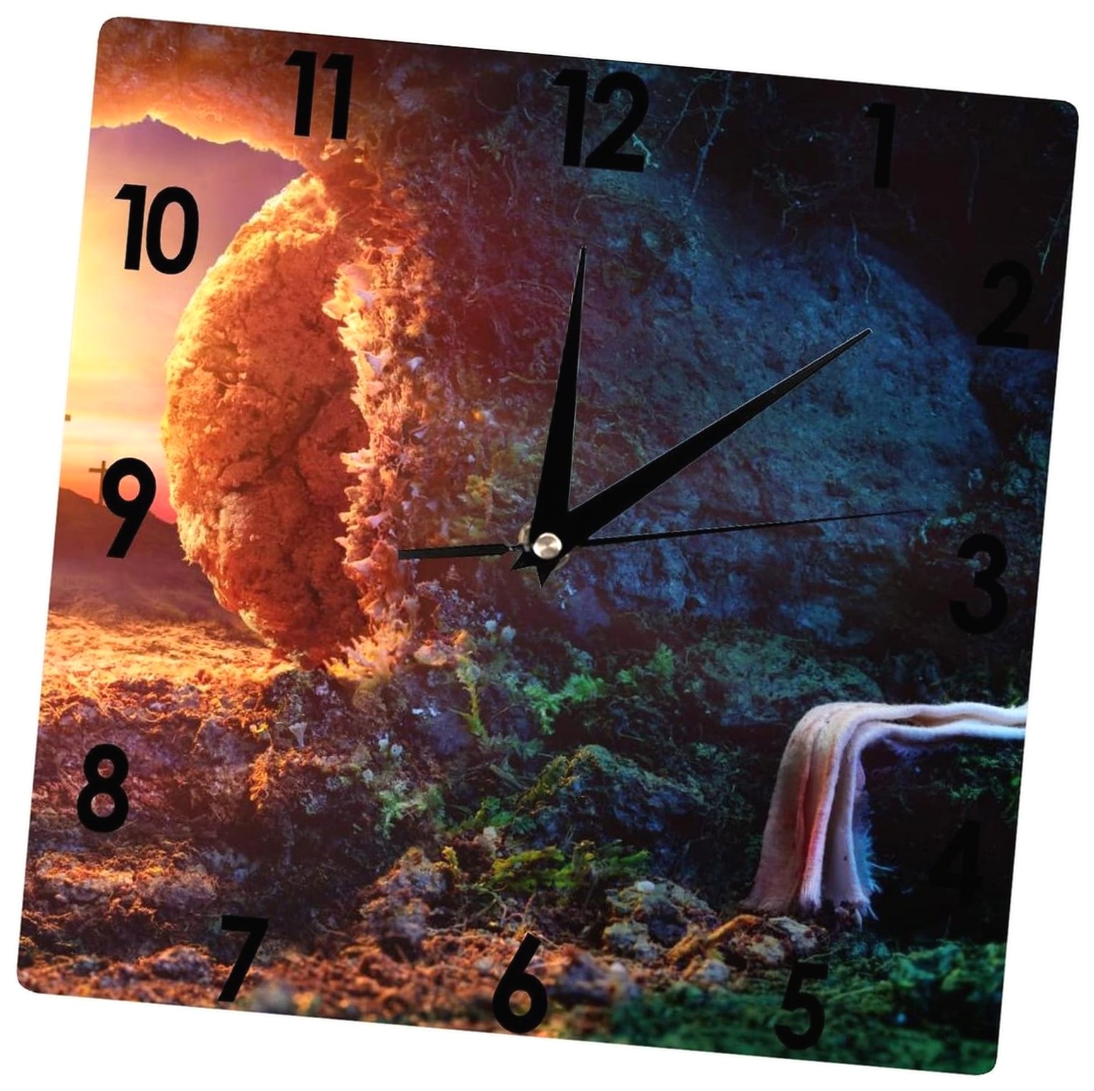 Fuliko Square Wall Clock Crucifixion at Sunrise Resurrection of Christ ...