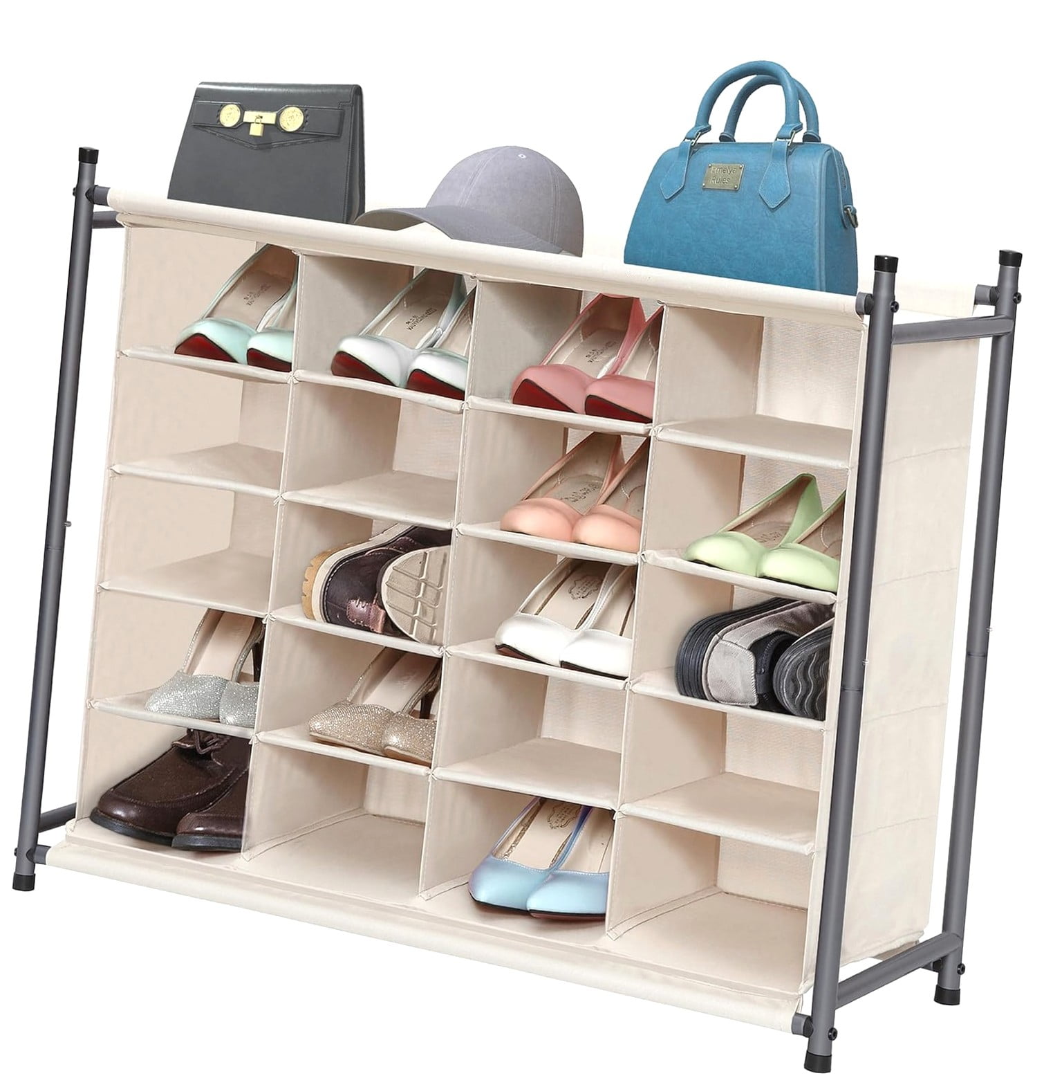 Fuliko Stackable Shoe Cubby Organizer, Free Standing Shoe Cube Rack for ...