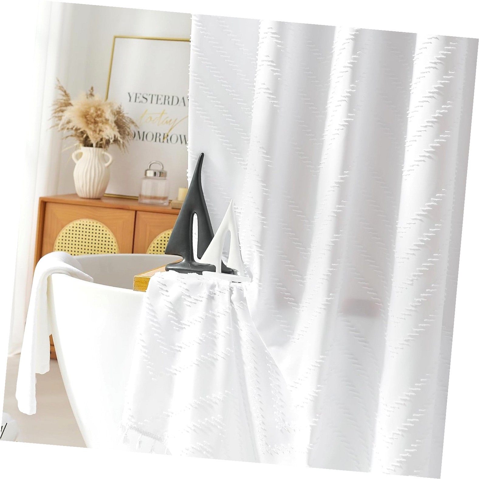 Fuliko Stall Shower Curtain 36x72 White Shower Curtain Stall Size Cloth ...