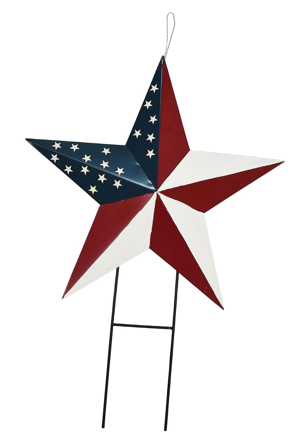 Fuliko Star Yard Signs 24 Inch Metal Patriotic Barn Stars Stakes 4th of ...