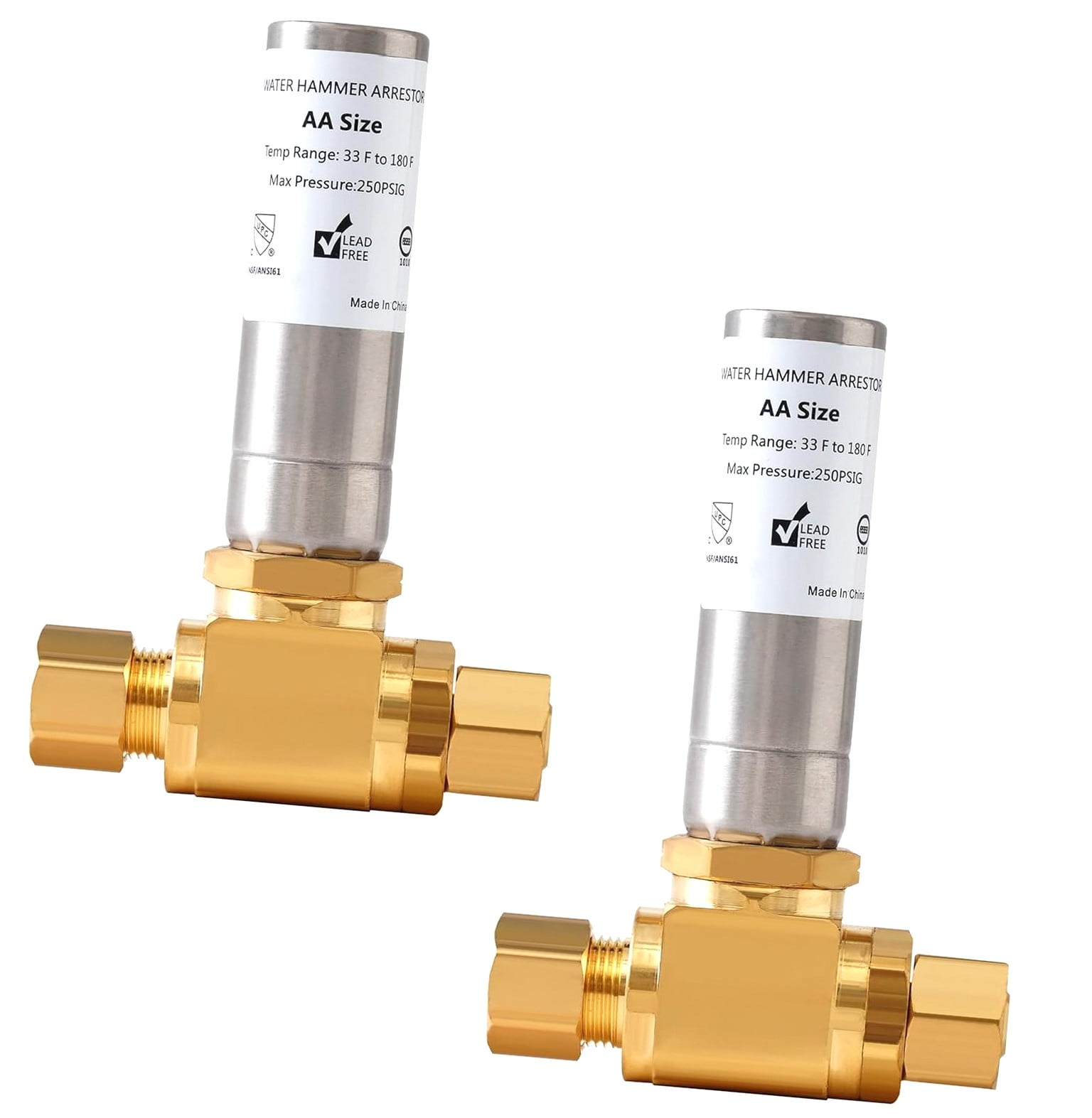 Fuliko Steel Water Hammer Arrestor, 3/8" 3/8" OD Compression Connection ...