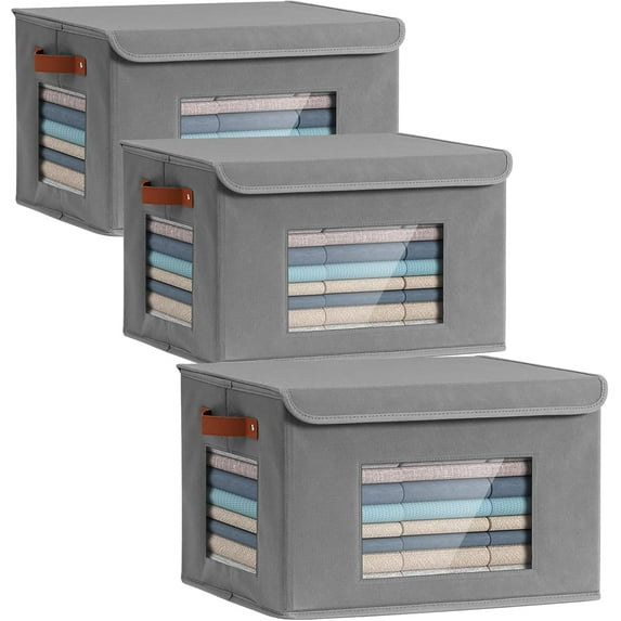 Fuliko Storage Bins for Clothes, 40L Large Collapsible Stackable Closet ...