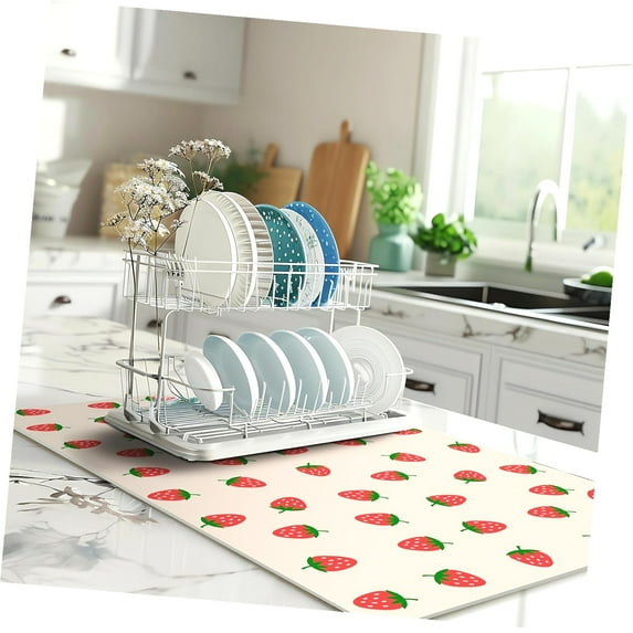 Fuliko Strawberry Kitchen Decor-Sweet Practical Drying Mat, Absorbent ...