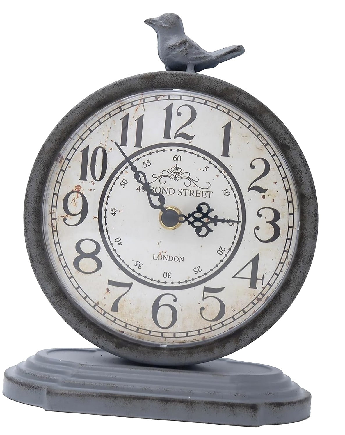 Fuliko Table Clock with Bird, Retro Mantel Clock, Metal Clock Room Desk ...