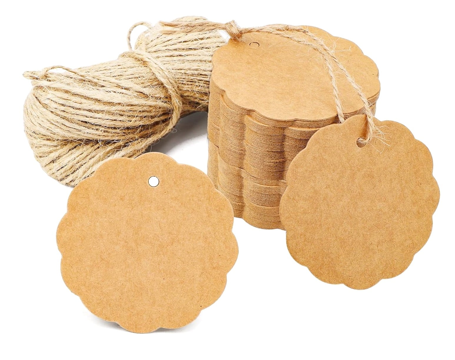 Fuliko Tags - 100 Pieces Brown Square Paper Tags with 65 Feet of String ...