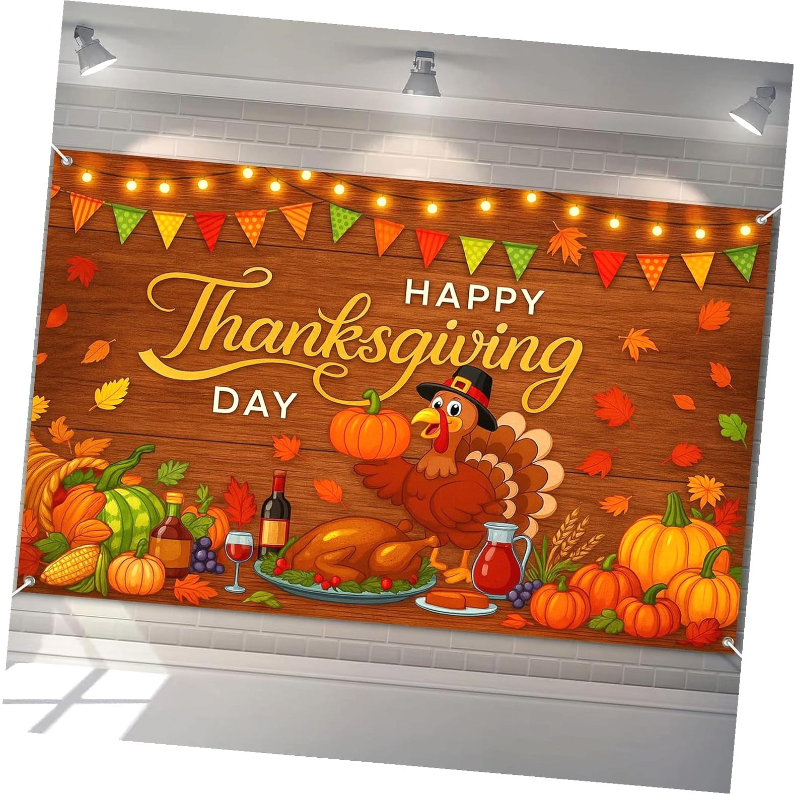 Fuliko Thanksgiving Banner Happy Thanksgiving Day 71x43 Inches Fall ...