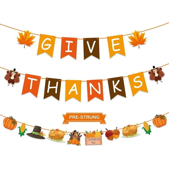 Fuliko Thanksgiving Decorations Give Thanks Banner, No Thanks Giving ...