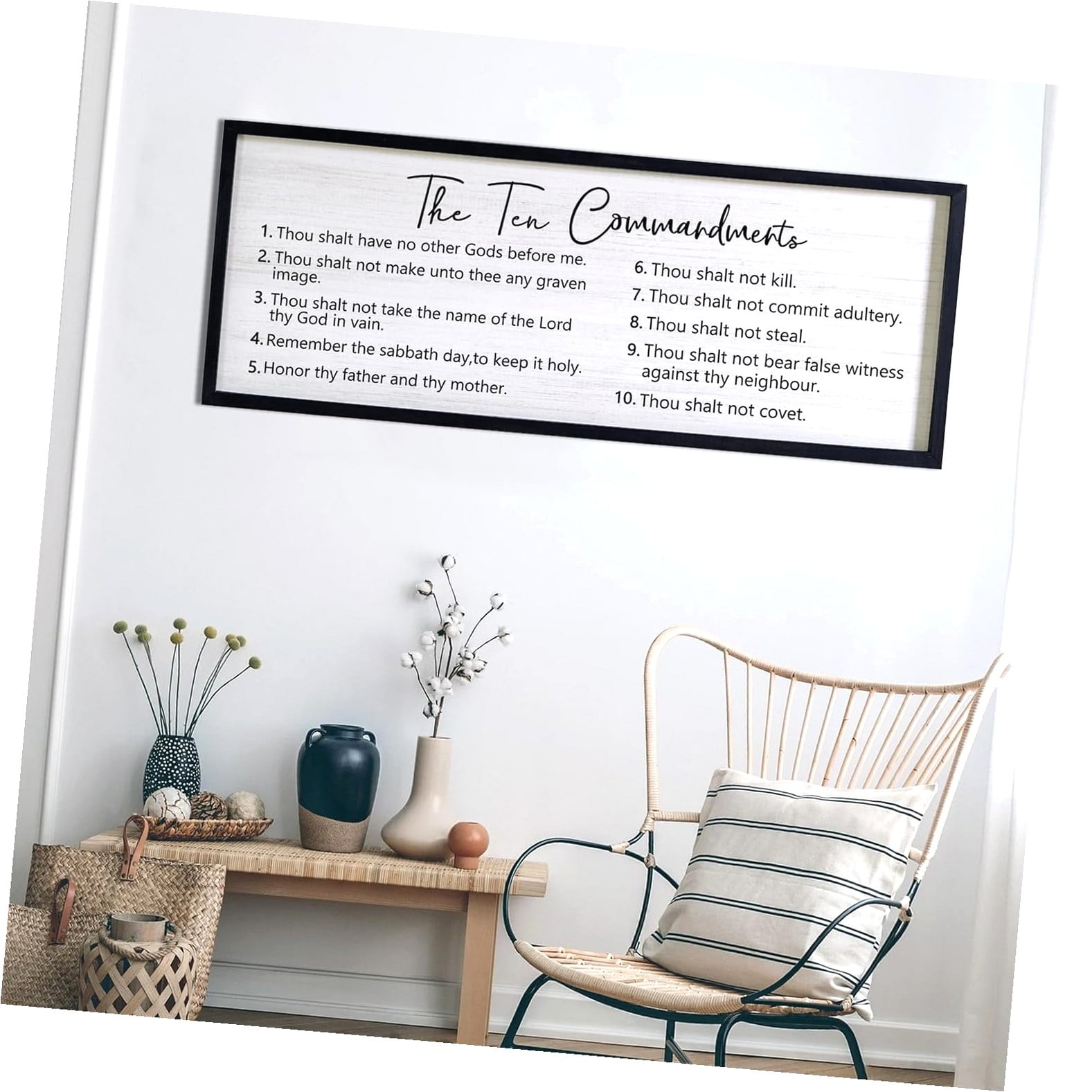 Fuliko The Ten Commandments Wall Plaque, 40''x15'' Positive Saying Sign ...
