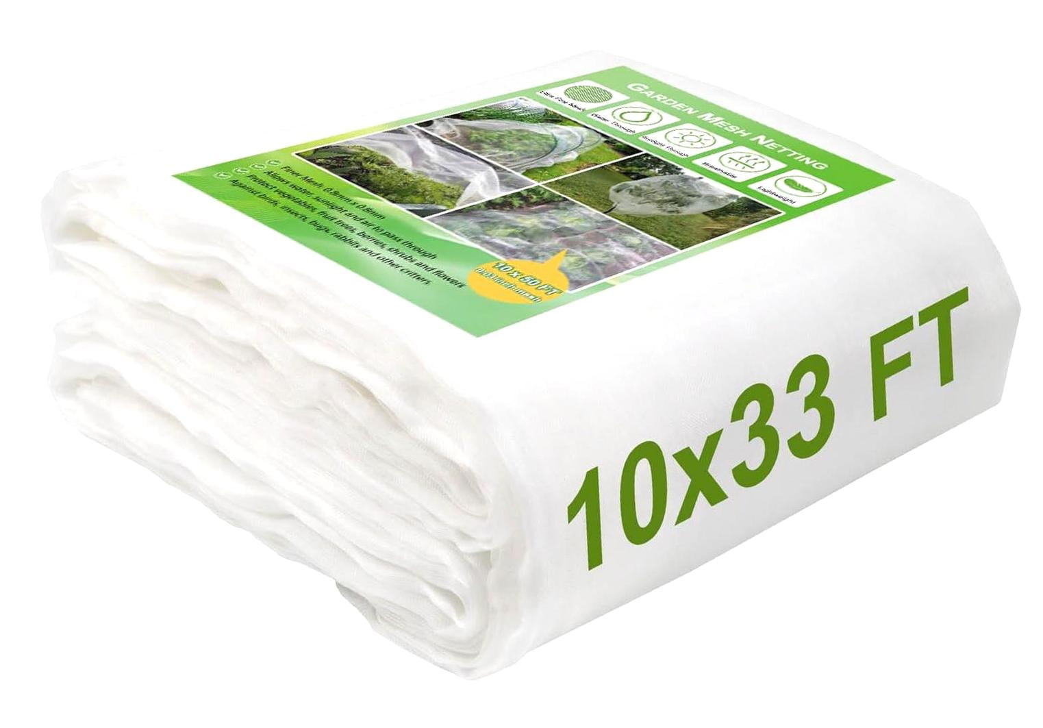 Fuliko Thicker Garden Netting for Raised Beds, 10 x 33 FT Ultra Fine Mesh Barrier Screen for ...