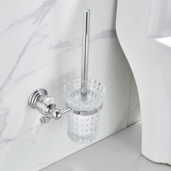 Fuliko Toilet Holder, Toilet Cup Set with Polished Silver Handle Wall ...