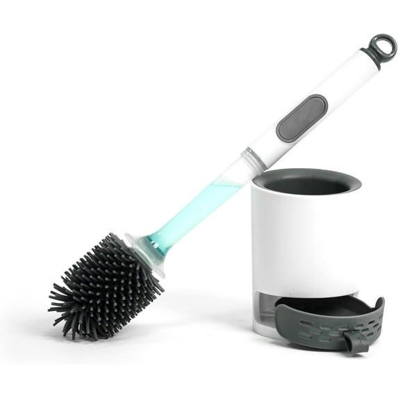 Fuliko Toilet with Holder, Non-Scratch Bendable Toilet Scrubber for ...