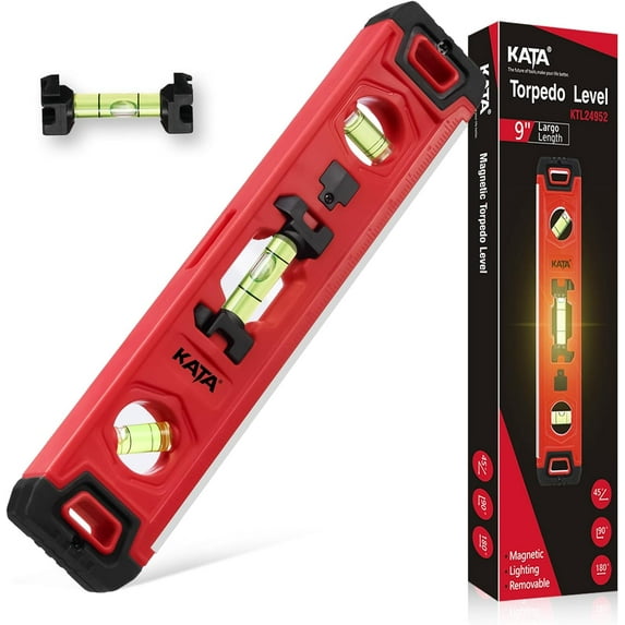 Fuliko Torpedo 9 Inch Small Leveler with Ruler 45/90/180 Degree Vials ...
