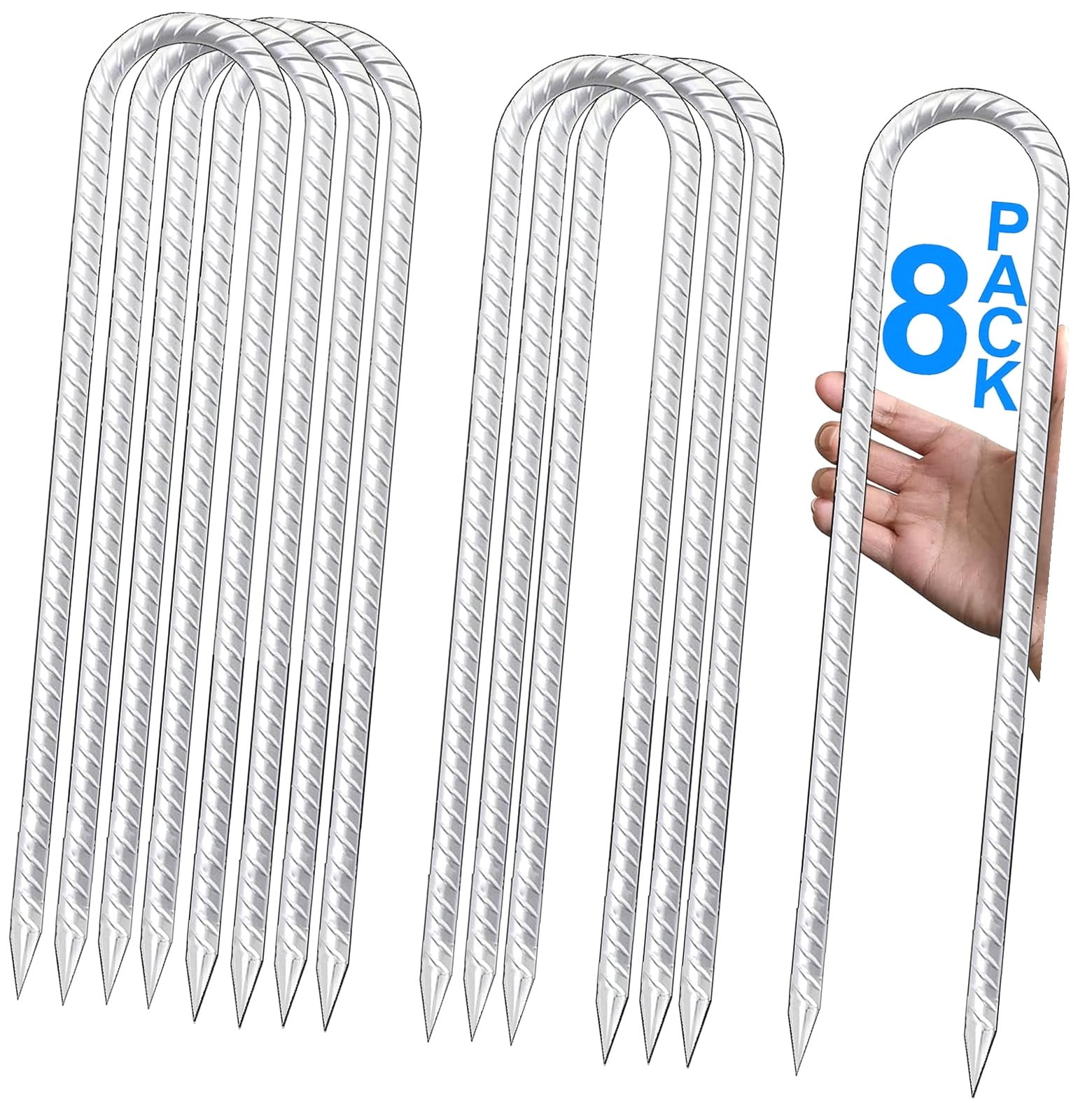 Fuliko Trampolines Wind Stakes 12 Inch, -Shaped Rebar Stakes, Ground ...