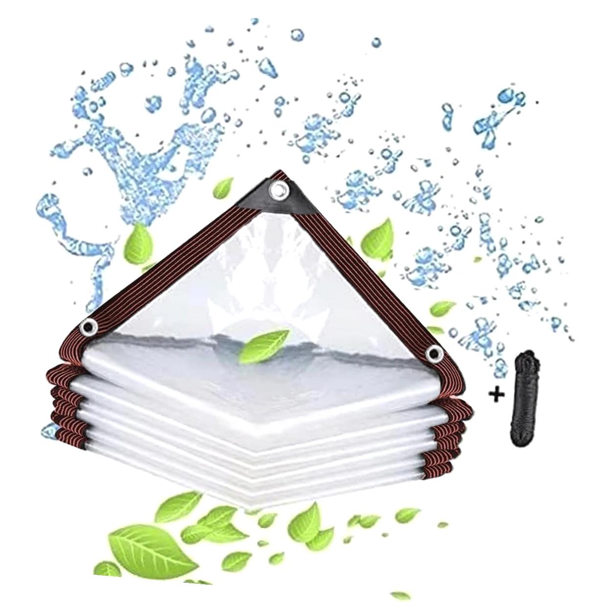 Fuliko Transparent Tarps with Grommets, 10x10FT Comes with 1 Roll Ropes ...