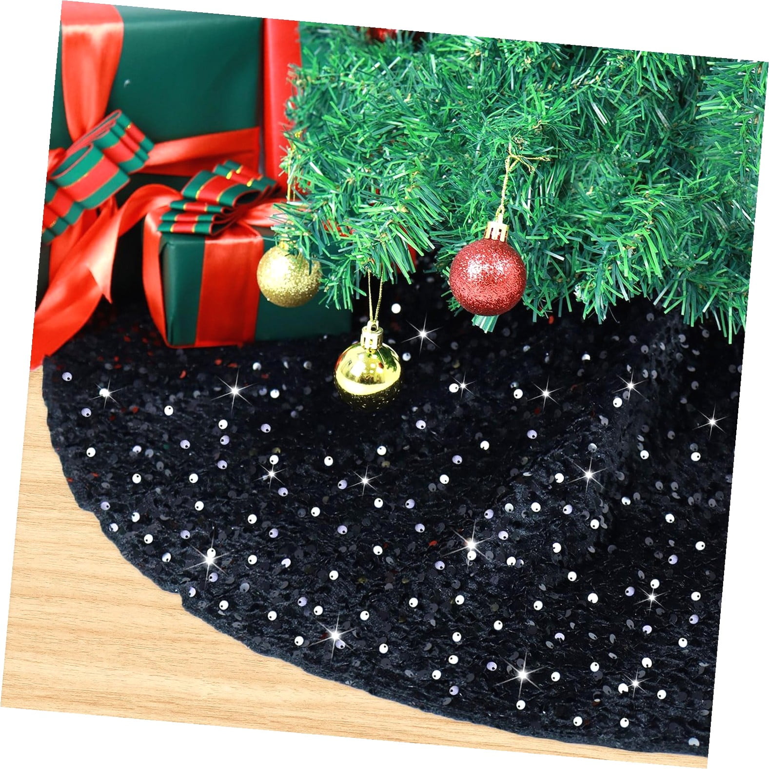 Fuliko Tree Skirt 36 Inches Sequin Christmas Tree Skirts Sparkly Trees ...